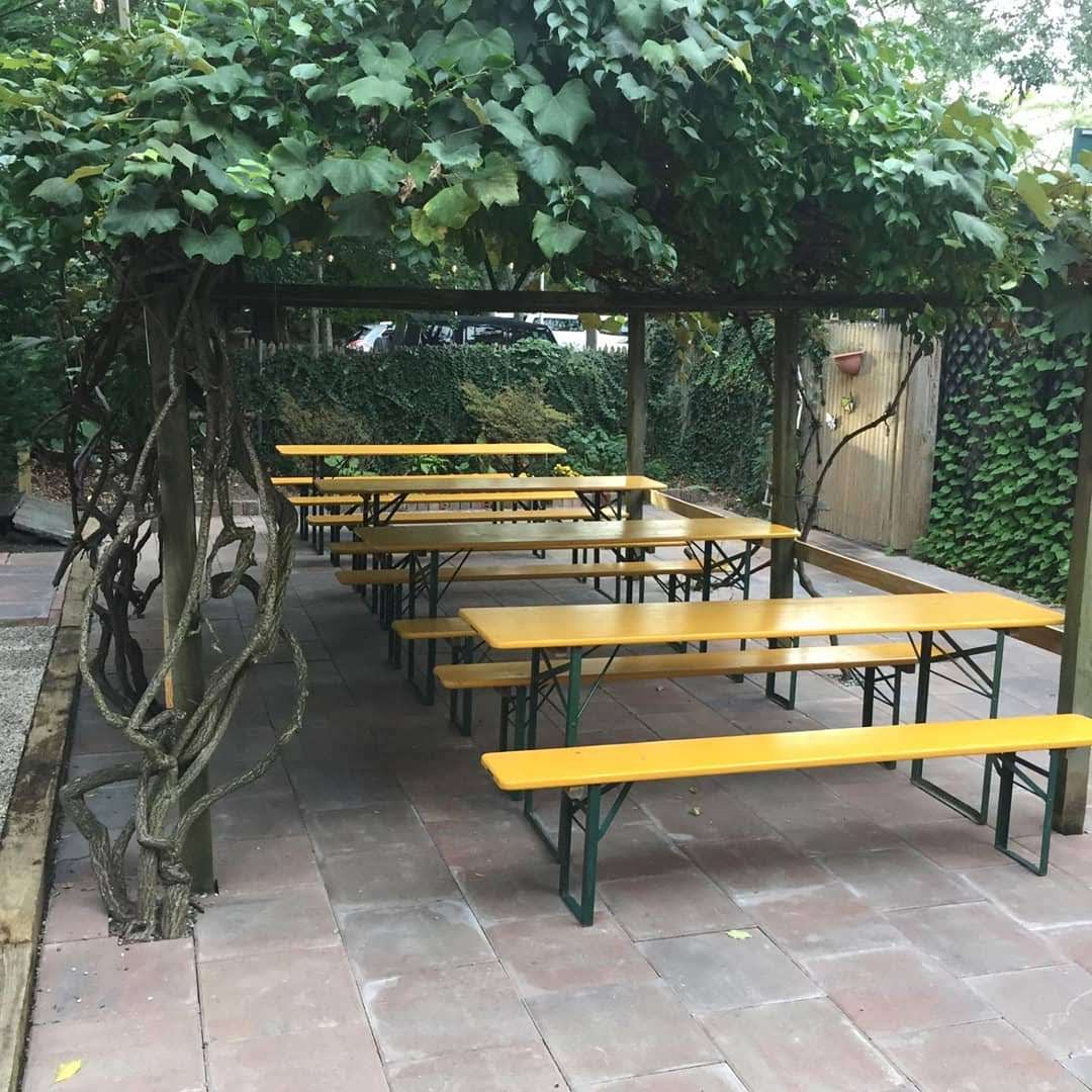 Vintage German Beer Garden Table VINTAGE BIERGARTEN TABLE & BENCH SET